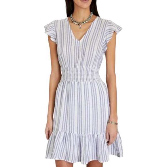 Rails | Dresses | Rails Tara Blue Catalina Stripe Smocked Waist Linen ...